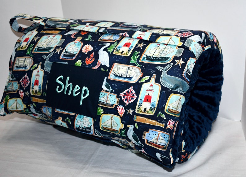 Nautical Sea Ship Bottle Whale Kids Nap Mat With Navy Minky - Etsy