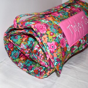 Watercolor Floral Flower Field Garden Kids Nap Mat With Pink Minky Dot ...