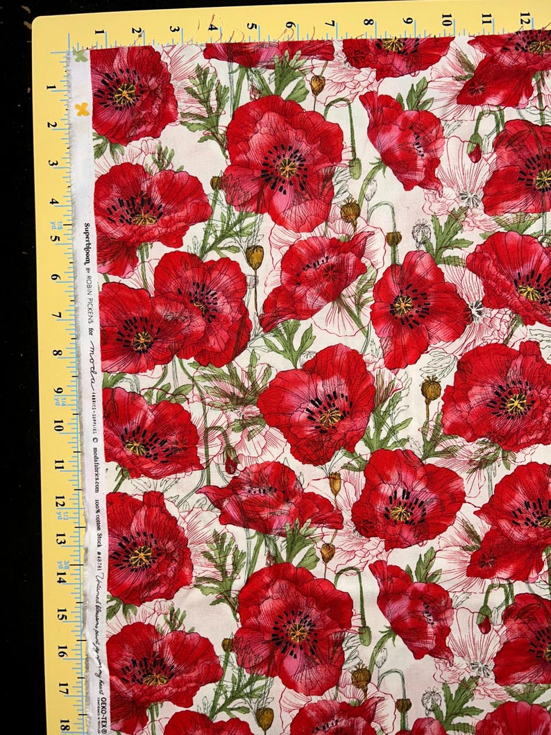 Superbloom Carnation Cotton Fabric, Large Poppy Floral Flower Blossom ...