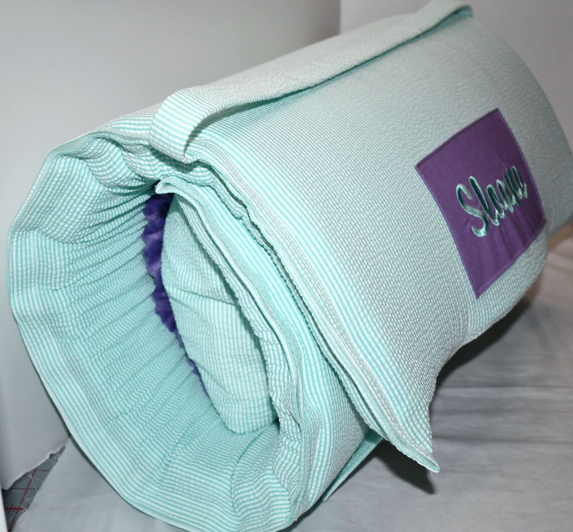 Mint Green Seersucker Stripe Memory Foam Kids Nap Mat With - Etsy