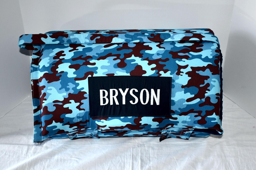 Blue Camouflage Camo Memory Foam Kids Nap Mat With Navy Minky Dot ...