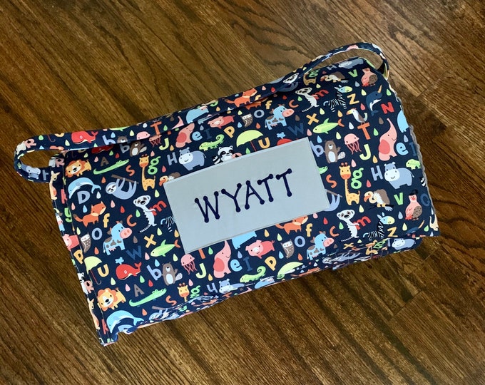 Noah's Ark Alphabet Letters Animals Kids Nap Mat With Grey Minky Dot ...