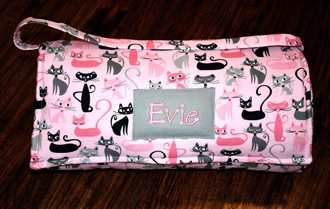 Pink Feline Kitty Cat Kids Nap Mat Personalized Preschool Kinder
