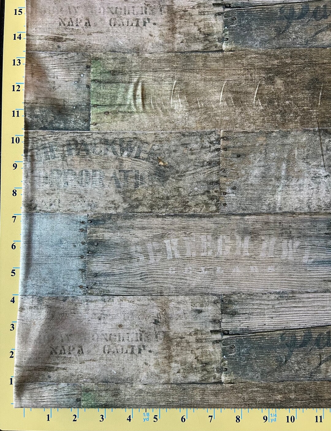 Flea Market Moxie Wood Crate Gray Cotton Fabric, Crate Panel Apparel ...