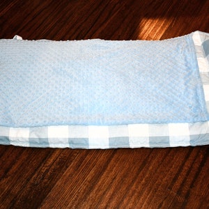 Light Blue Buffalo Plaid Kids Nap Mat With Light Blue Minky Dot Blanket ...