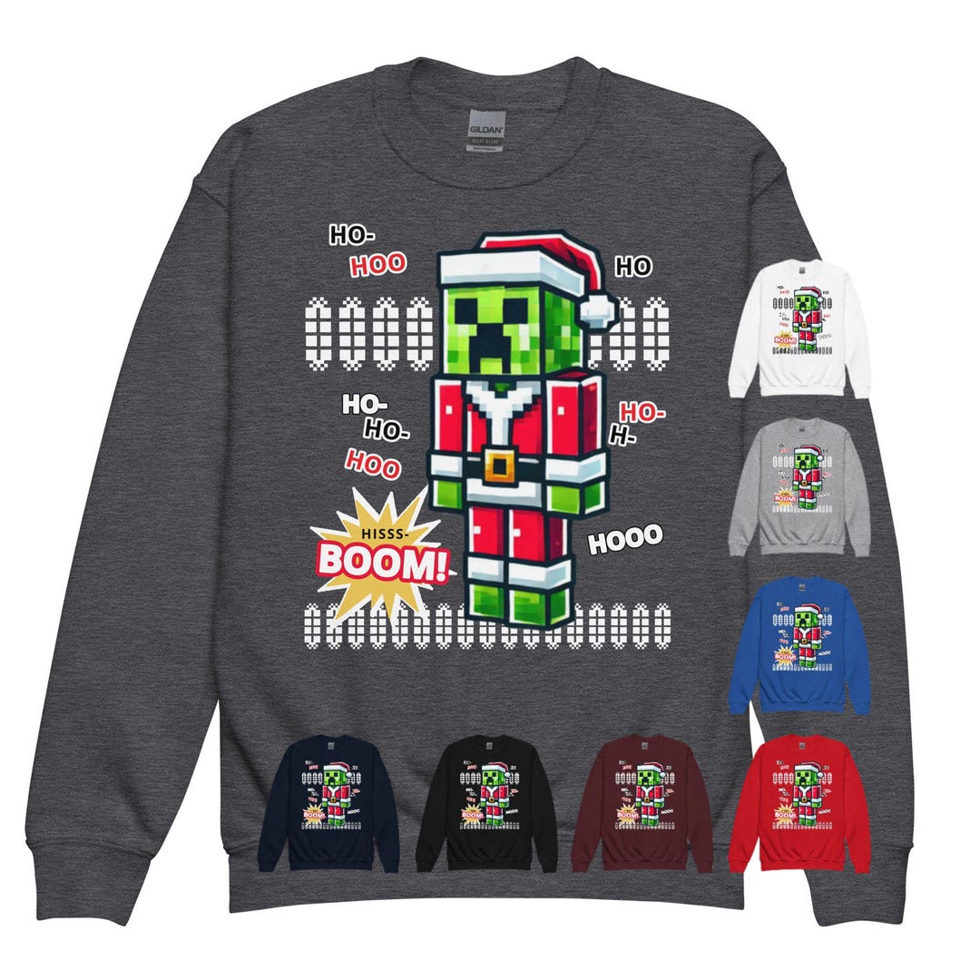 Santa Creeper Youth Crewneck Christmas Sweatshirt - Etsy