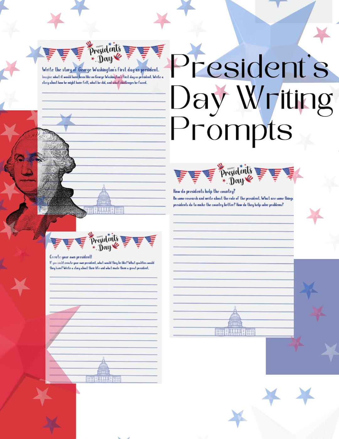 President's Day Writing Prompts | History Worksheets, Sub Plan ...