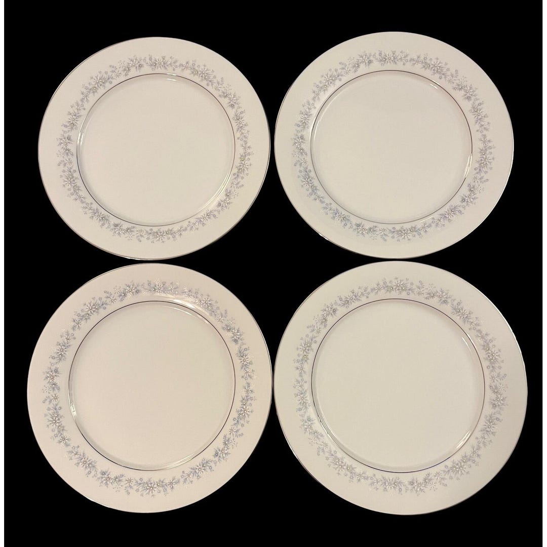 Set of 4 Noritake 2181 Marywood 10-1/2" Dinner Plates Platinum Rim - Etsy