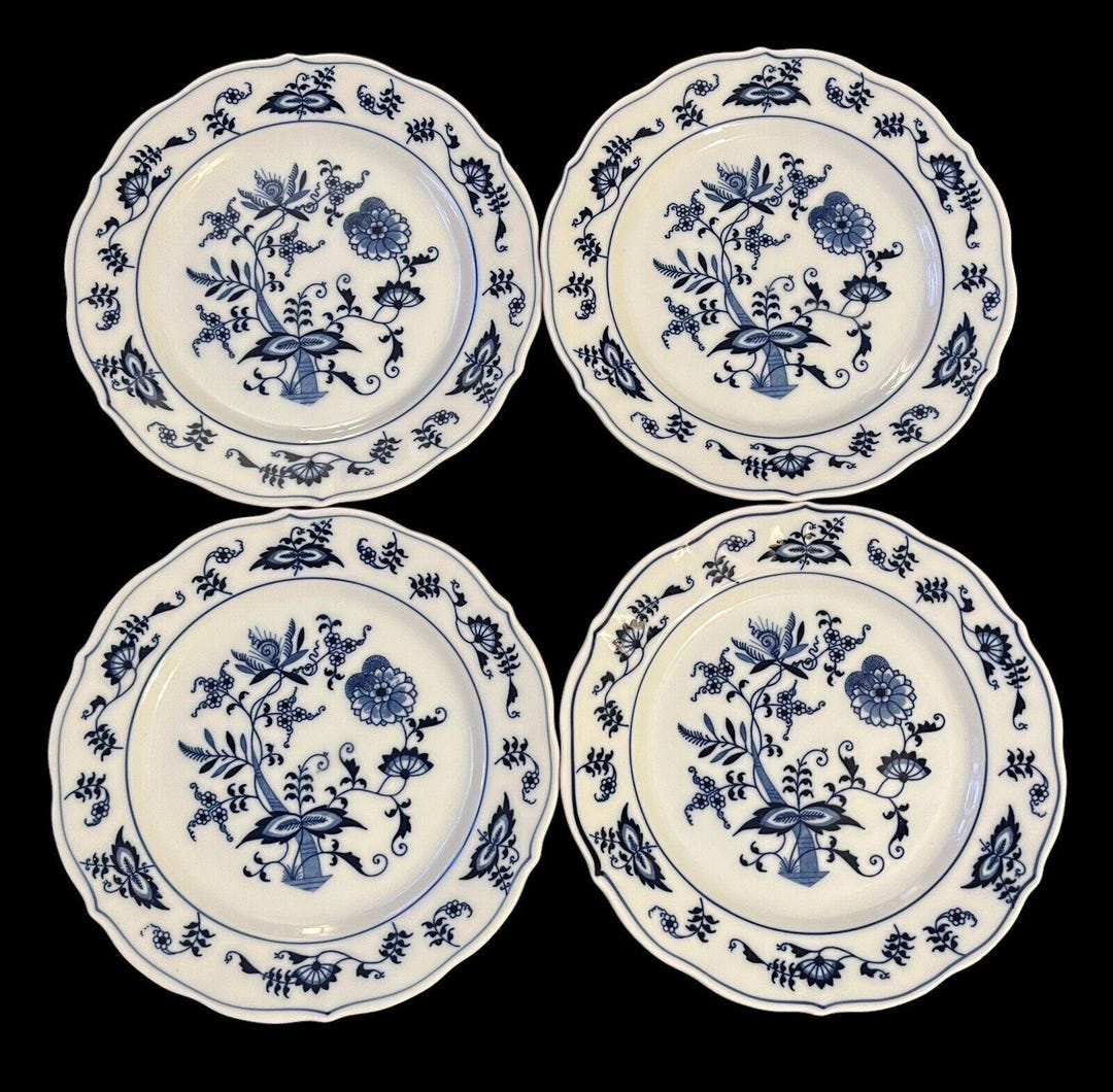 Set of 4 Vintage Blue Danube China Blue Onion 6.75 Bread Plates Japan ...