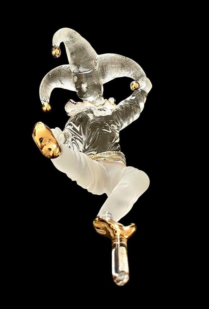 Rare Vintage James Lawrence Clear Frosted Glass Jester Sculpture W ...