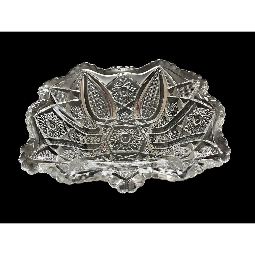 EAPG Indiana Glass Large Rectangular Fruit Dish Paneled Daisy and ...