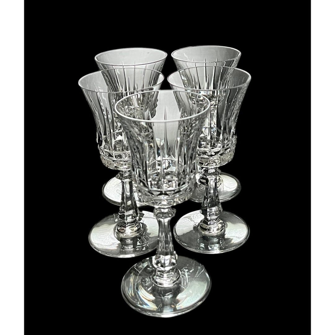 Set of 5 Vintage Val St. Lambert Crystal Glendale 5.5" Sherry Glasses ...