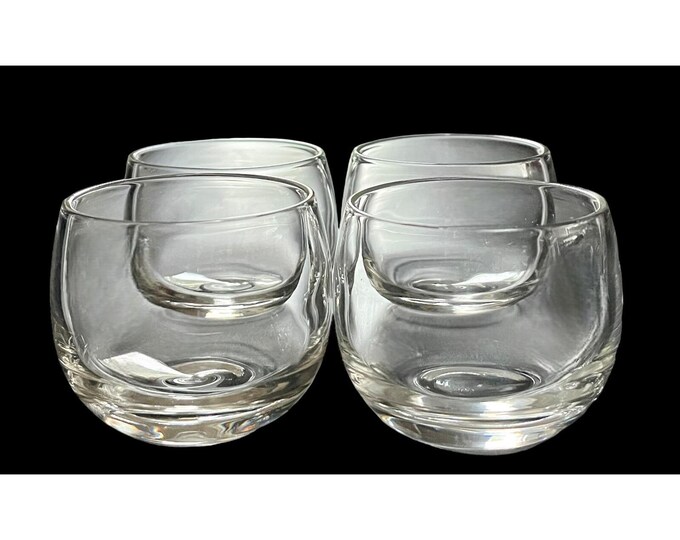 Set of 4 Vintage MCM Federal Clear Glass 2-3/8" Roly Poly Punch Cup ...