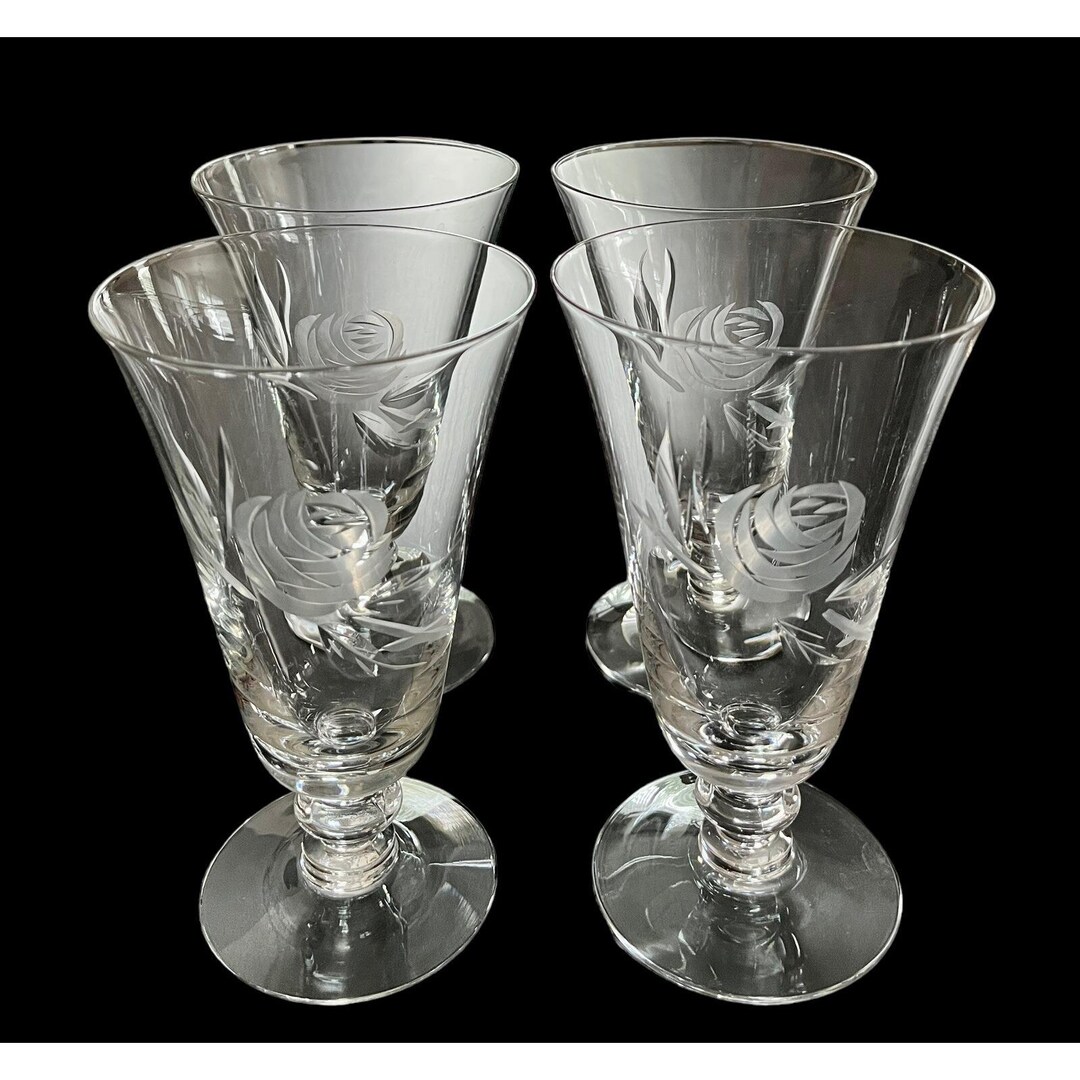 Vintage Fostoria Rose Etched Iced Tea Glasses - Set of 4 - Etsy