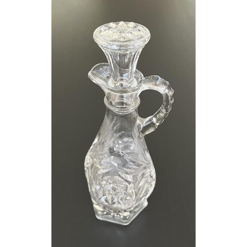 Vintage Crystal Anchor Hocking Bottle Oil Vinegar "star" W/ Stopper 8 ...
