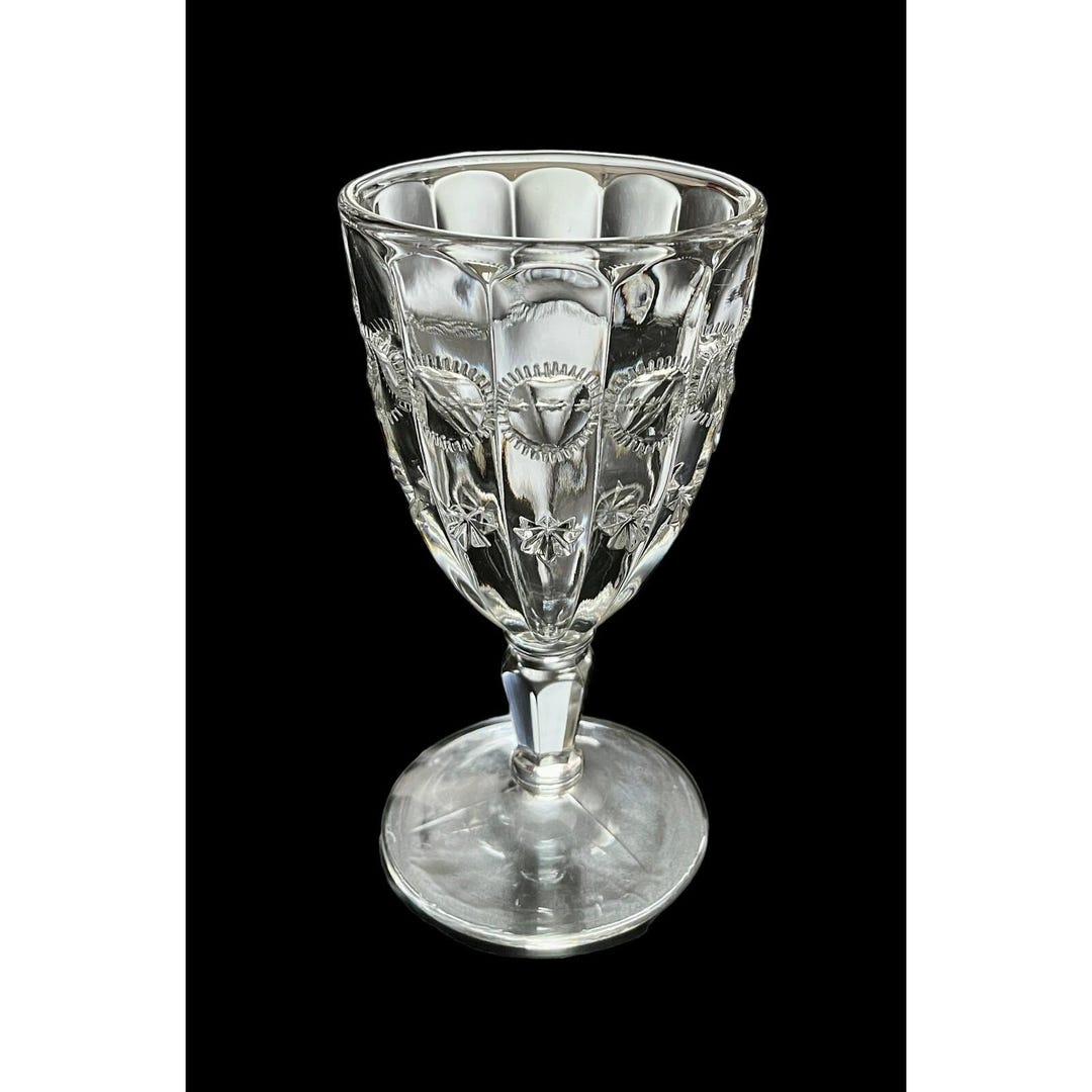 EAPG Fenton Priscilla 6-1/8" Water Wine Goblet Glass Paneled and Stars ...