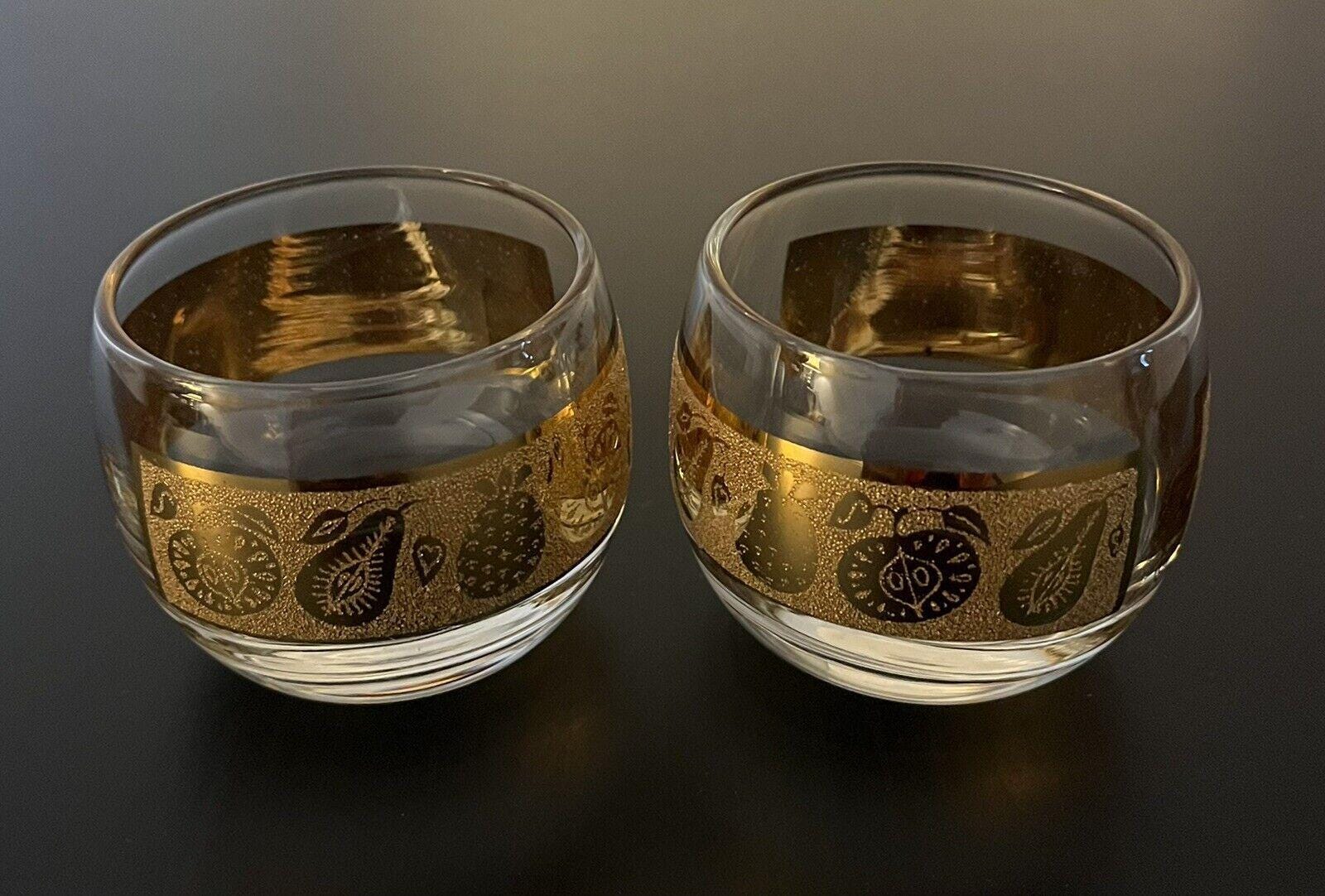 2 Mid-century Modern Culver Glass Florentine 11 Ounce Roly Poly Glasses ...