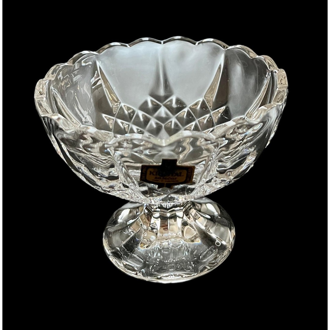 Vintage Cristal D'arques Durand Crystal Longchamp Clear Footed Dessert ...
