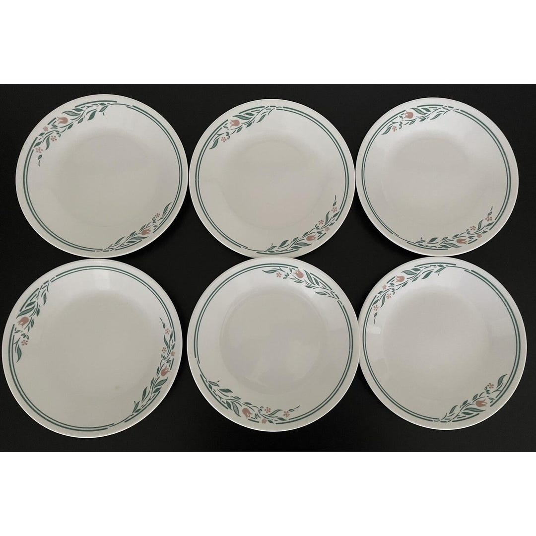 Set of 6 Corelle Rosemarie 6-3/4" Dessert/bread & Butter/ Snack Plates ...