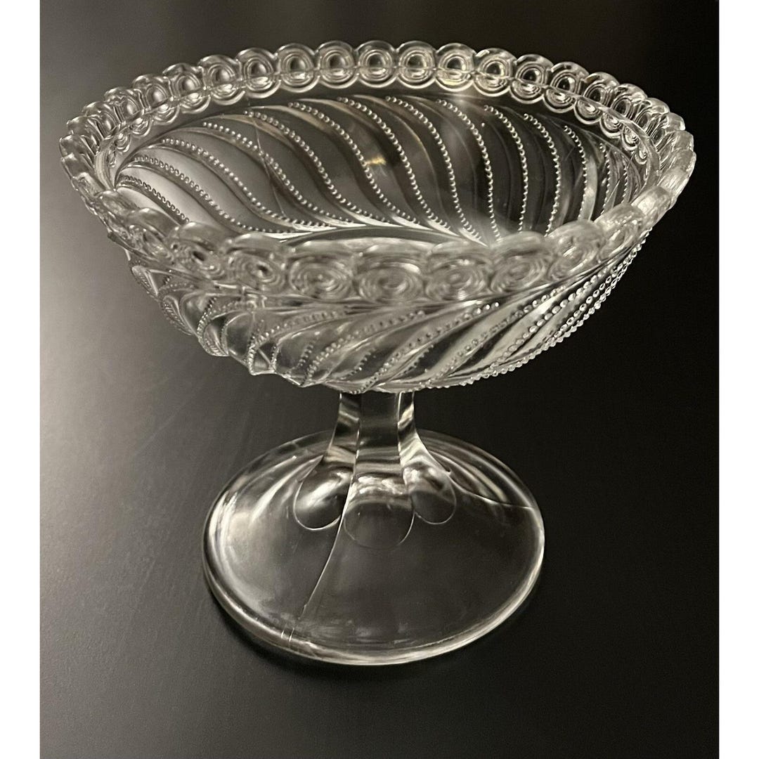 EAPG US Glass Beaded Swirl & Disc Large Compote 5-1/2" - Etsy