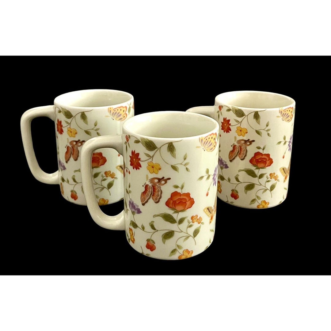 Vintage Otagiri Prima Japan Ceramic Pink Green Spring Floral Coffee Cup ...