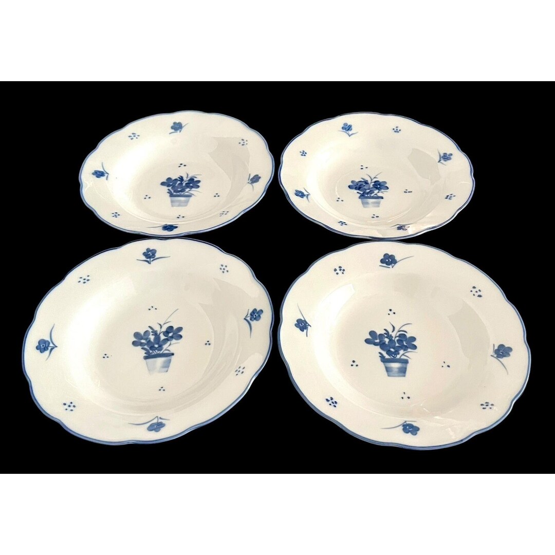 Set of 4 BIA Cordon Bleu C Steele Collection Blue Flower 8" Rimmed Soup ...