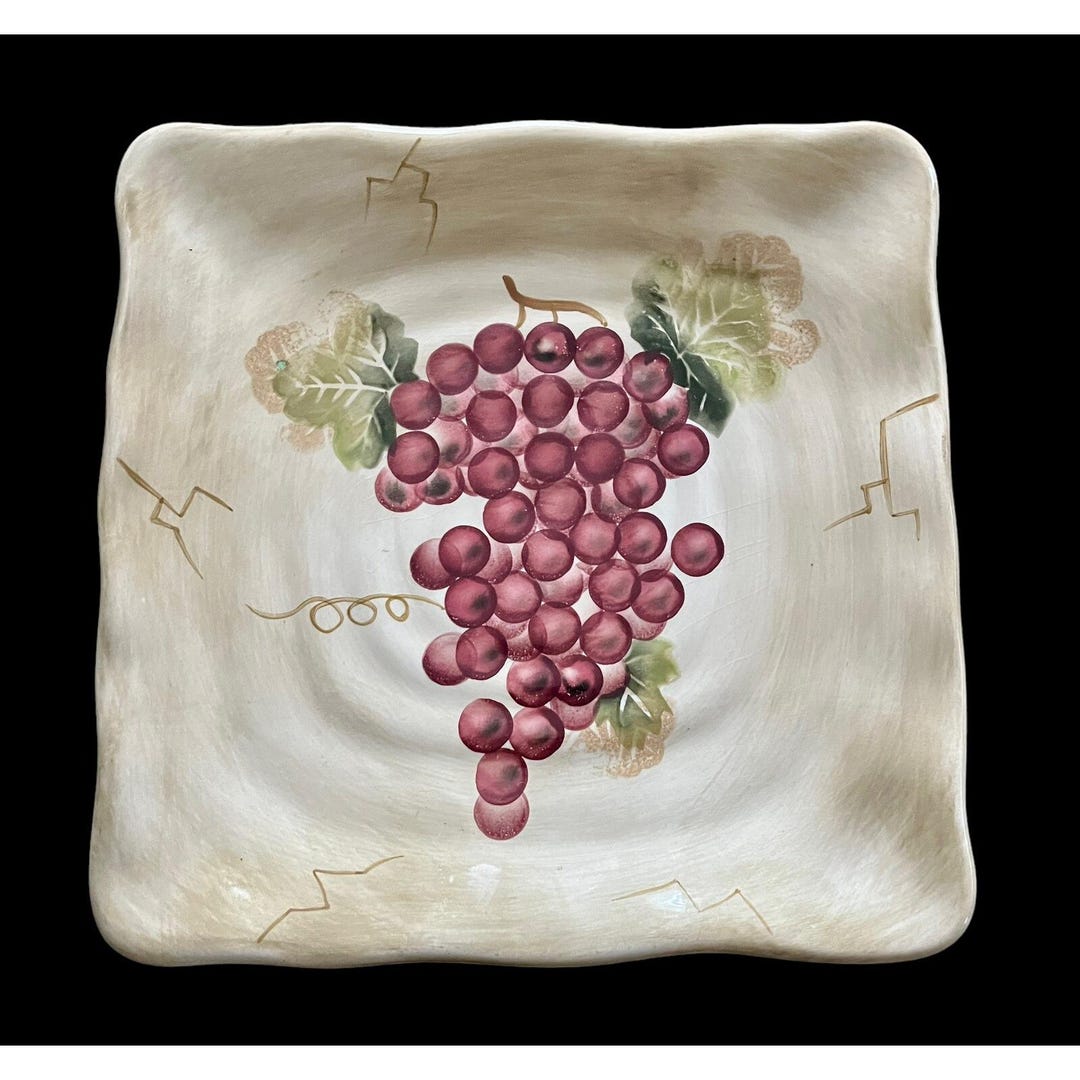 Tabletops Unlimited Hand Painted Collection Square Cabernet 8.5" Salad ...