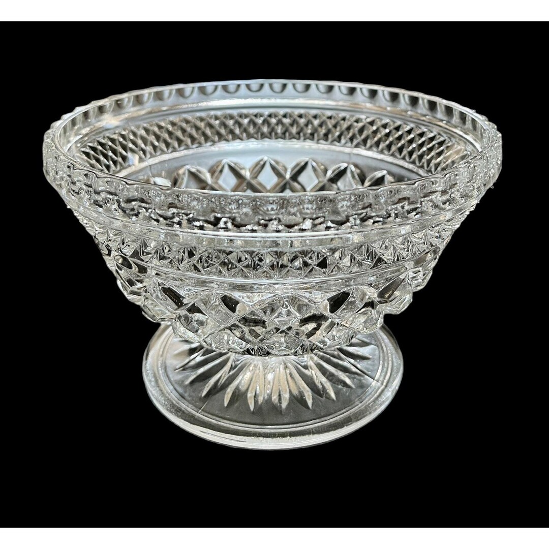 Anchor Hocking Wexford Diamond Point Clear Footed Crystal Candy Dish ...