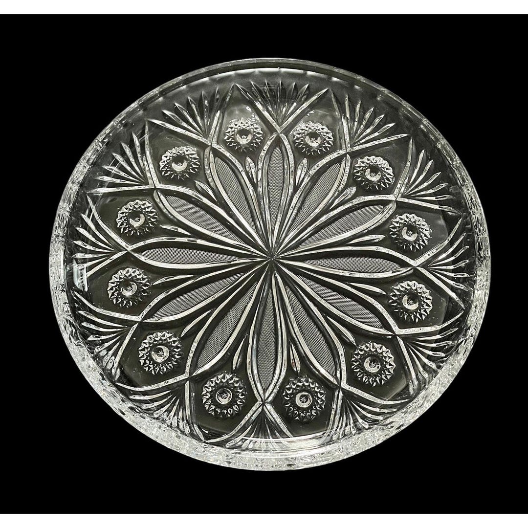 Vintage Irena Round Crystal Serving Plate Platter 24% Lead Crystal ...