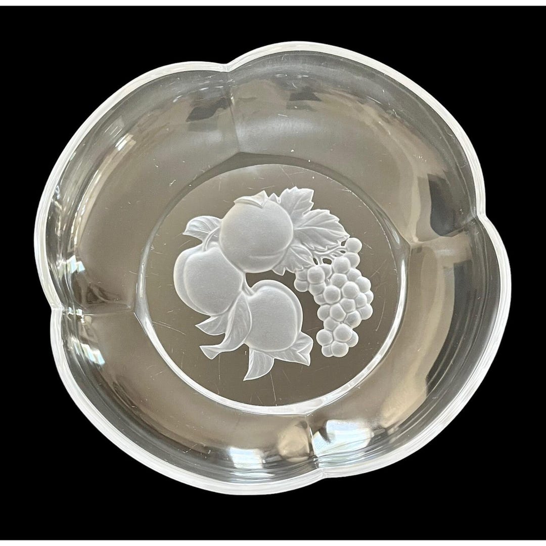Vintage Hoya Crystal Japan Pomona Fruit Embossed Low Bowls 6 3/4" - Etsy