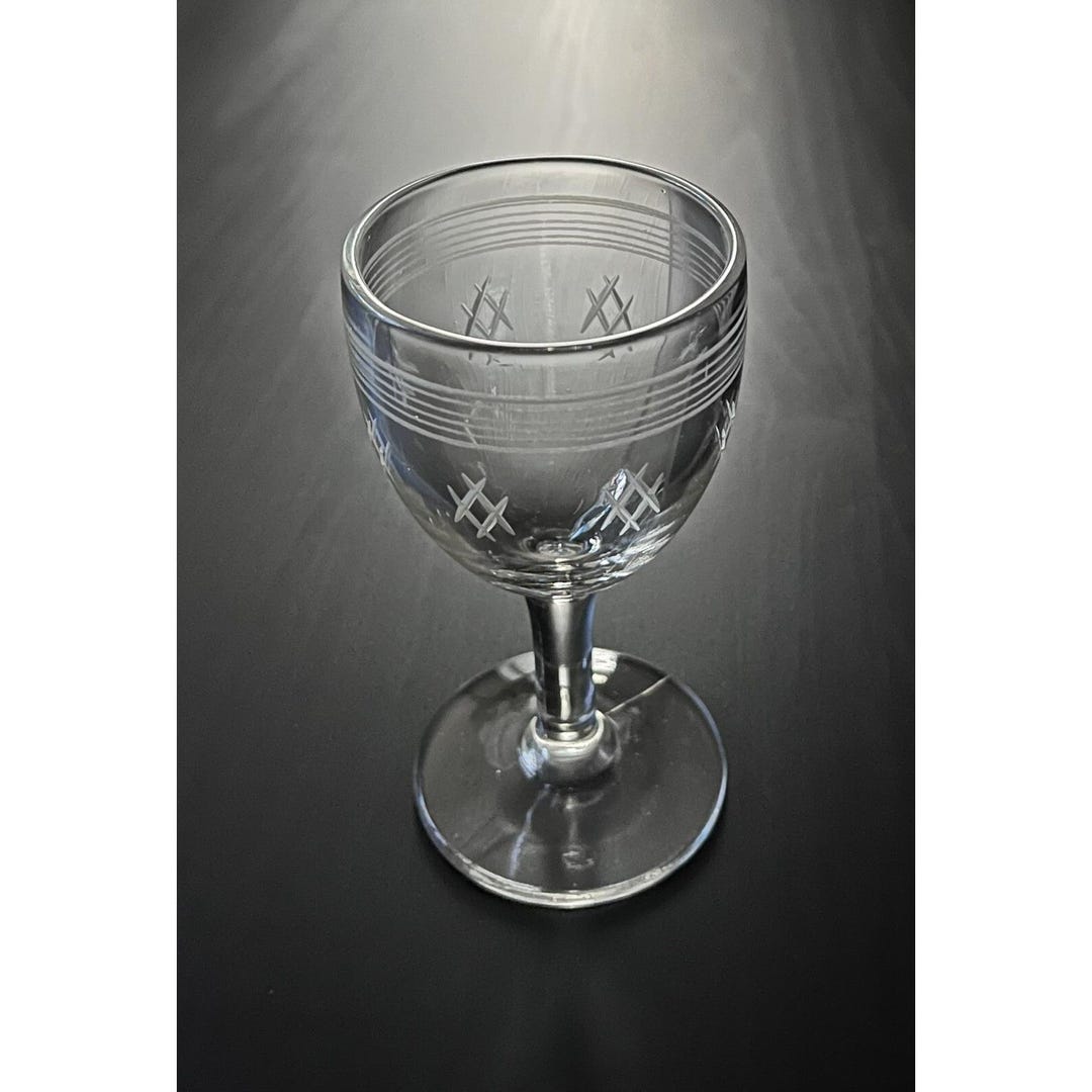 Vintage Standard Glass Criss-cross Bands 4 1/2" Wine Cordial Liqueur ...