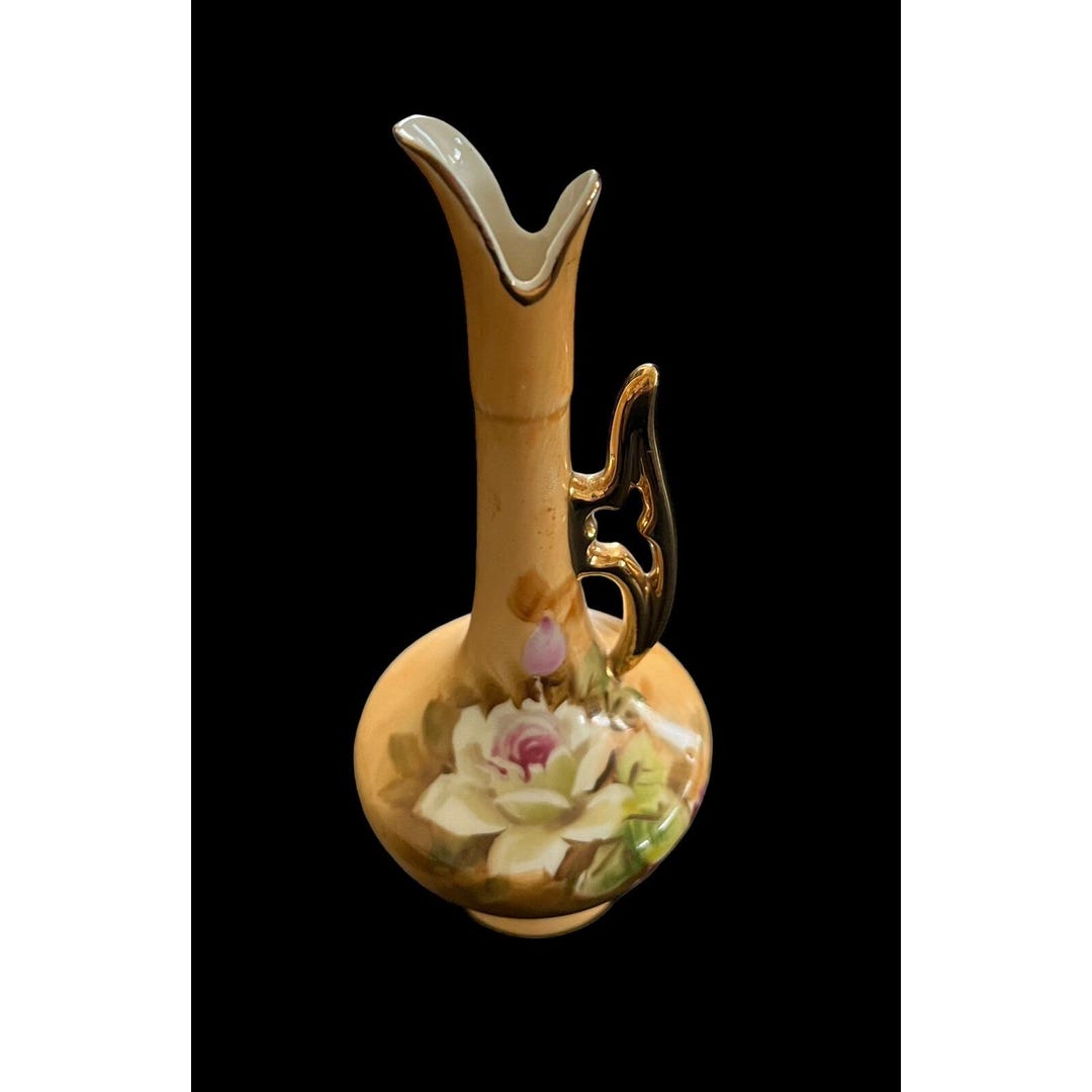 Vintage Lefton Heritage Brown Floral Hand Painted 5" Bud Vase - Etsy