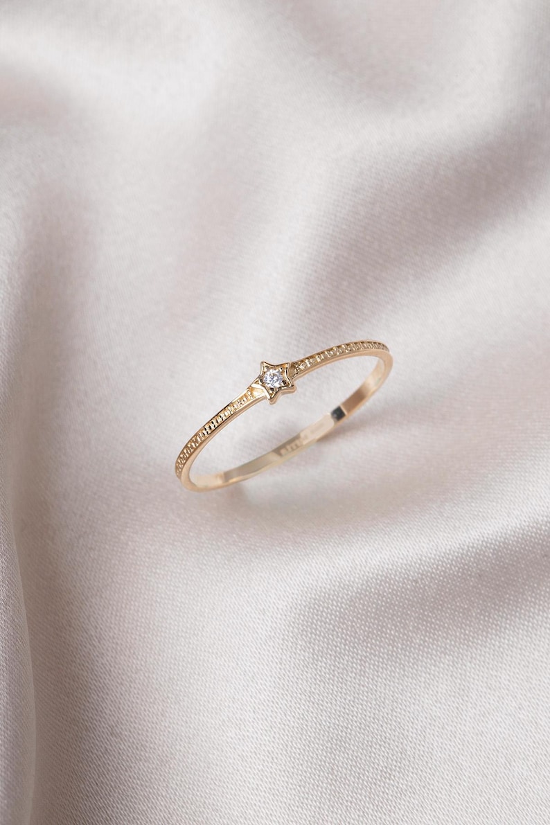 14K Solid Gold Graduation Ring, Dainty Star Ring Gift for Her ...