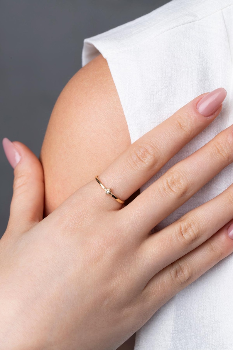 14K Solid Gold Graduation Ring, Dainty Star Ring Gift for Her ...