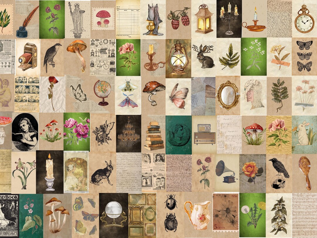 100 Pack Cottage Core Vintage Aesthetic Wall Decor, 4x6 Photos, College ...