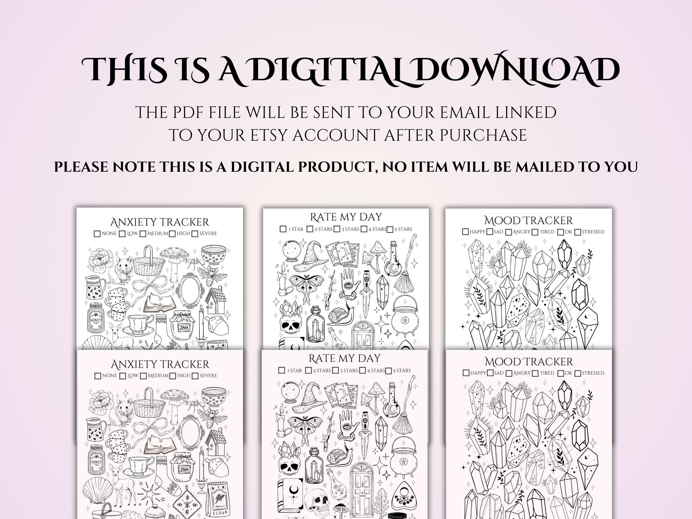 Daily Mood Tracker, Color in Mood Tracker, Mental Health Journal ...