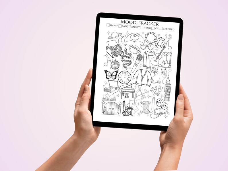Taylor Swift Mood Tracker: Coloring Page (digital Download) - Etsy