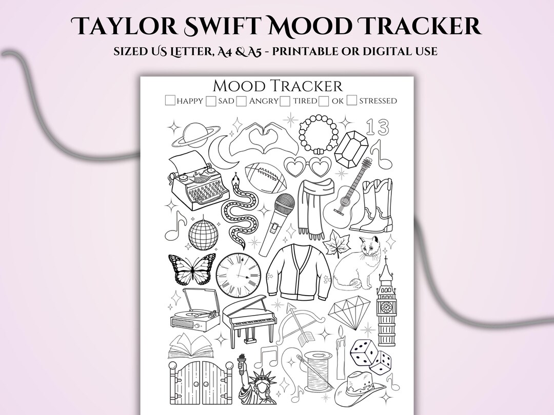Taylor Swift Mood Tracker, Mood Log, Taylor Swift Theme, Taylor Swift ...