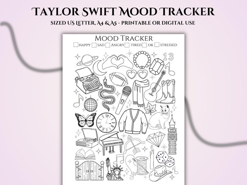 Taylor Swift Mood Tracker, Mood Log, Taylor Swift Theme, Taylor Swift ...