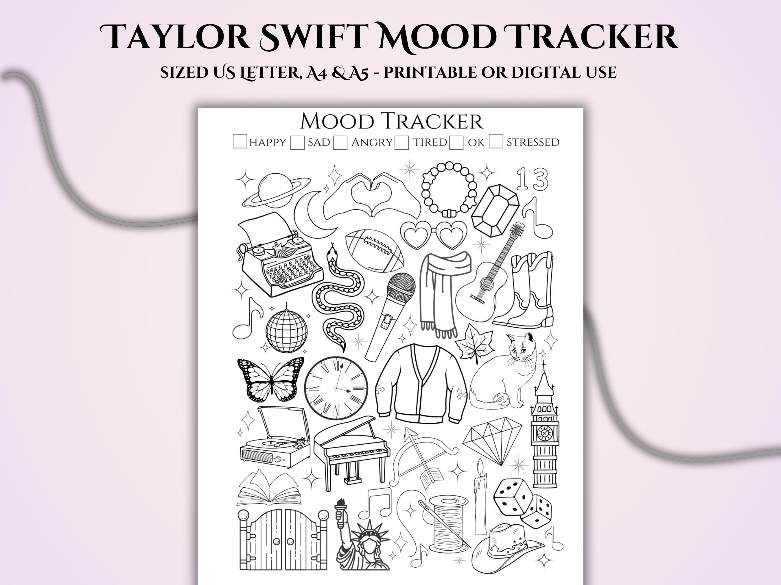 Taylor Swift Mood Tracker, Mood Log, Taylor Swift Theme, Taylor Swift ...