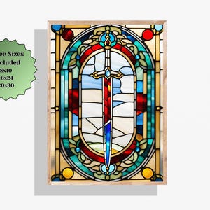 Stained Glass Sword Print, Fantasy Print, Bookish Poster, SJM Wall Art ...