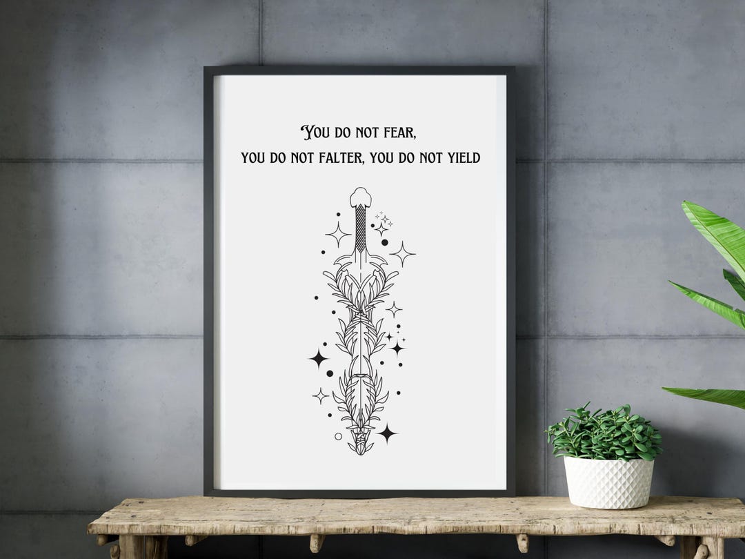 ACOTAR Sword Print: You Do Not Yield, SJM, Fantasy Book Wall Art, Night ...