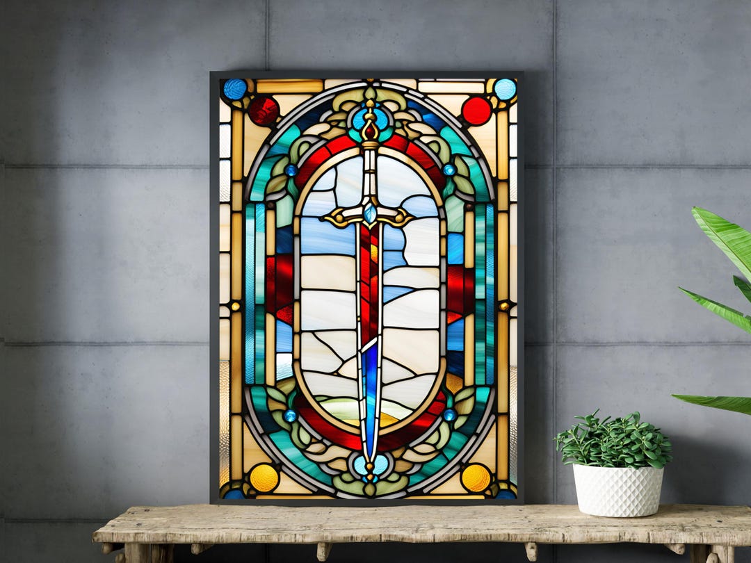 Stained Glass Sword Print, Fantasy Print, Bookish Poster, SJM Wall Art ...