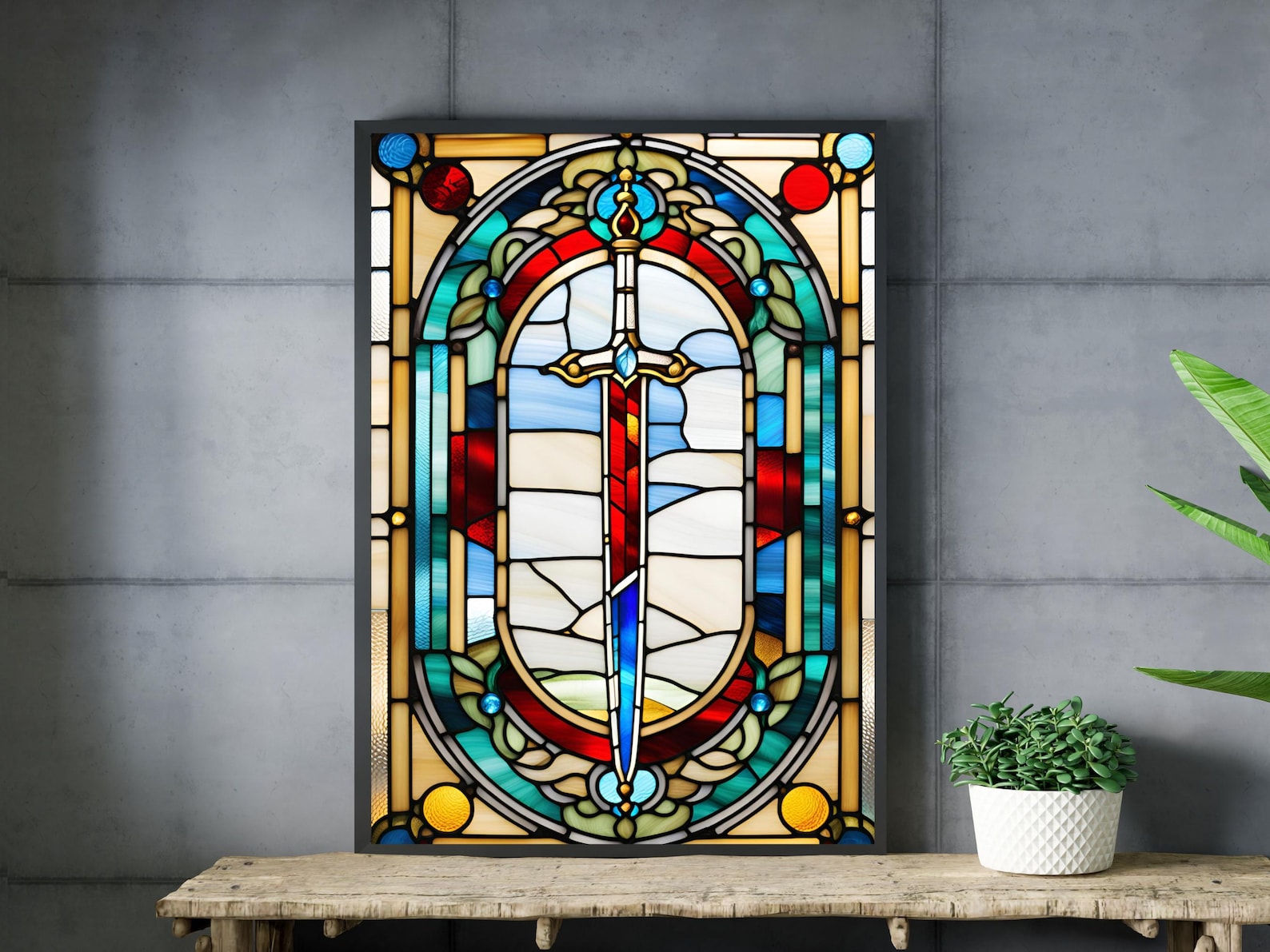 Stained Glass Sword Print, Fantasy Print, Bookish Poster, SJM Wall Art ...