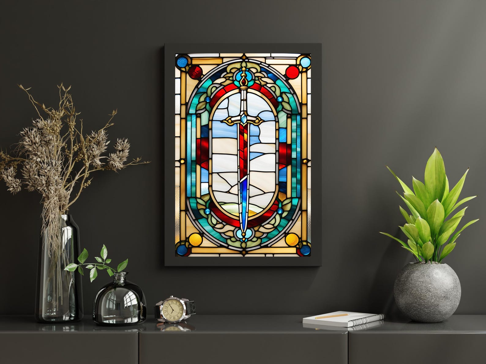 Stained Glass Sword Print, Fantasy Print, Bookish Poster, SJM Wall Art ...