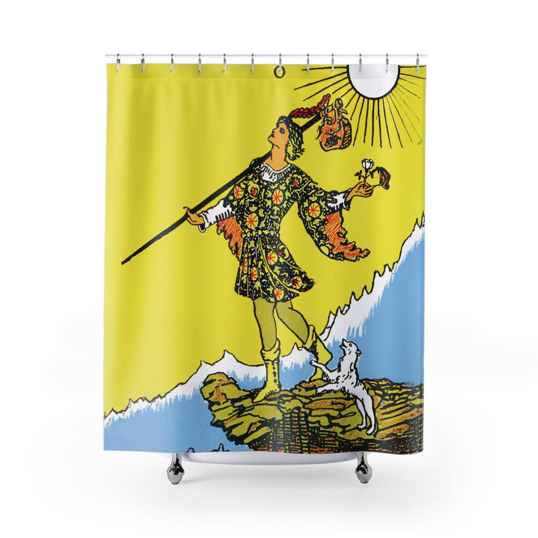The Fool Tarot Illustration Shower Curtain | Major Arcana, Yellow ...