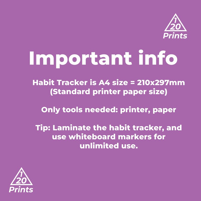 Printable Habit Tracker A4 Size Monthly Use - Etsy