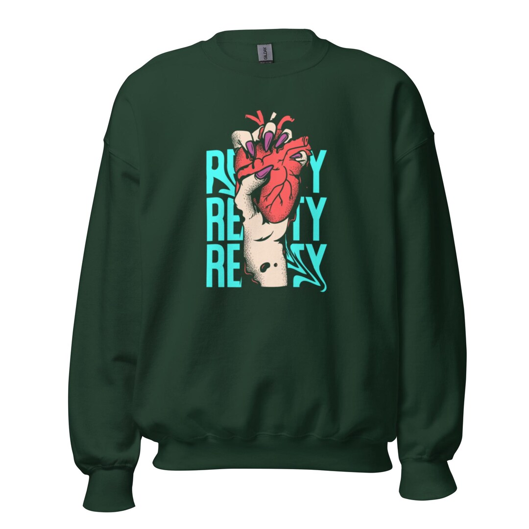 Art-inspired Ready Heart Design Sweatshirt Trendy and Unique Edgy Hand ...