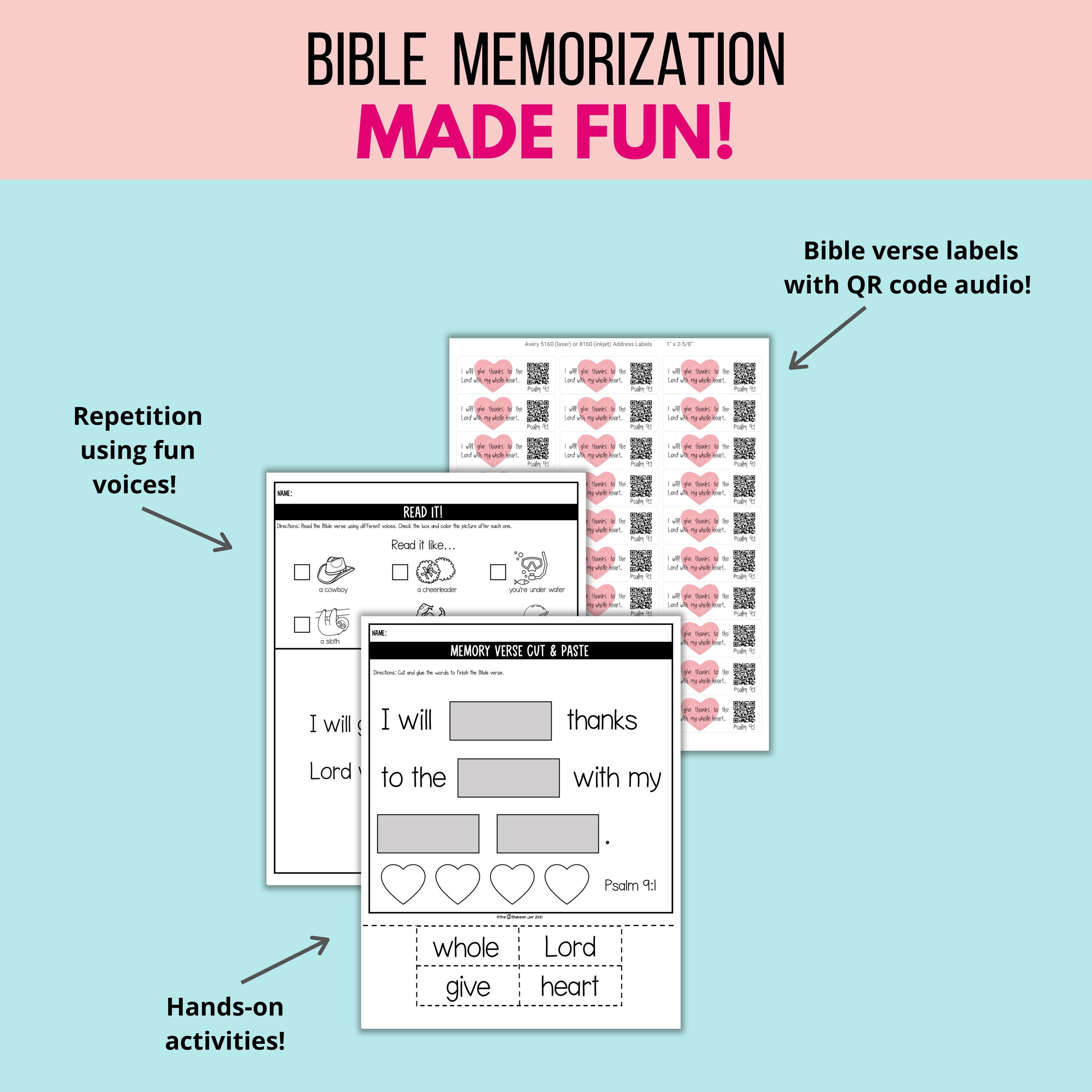 Psalm 9:1 Bible Memory Verse Activities for Kids-thanksgiving Gratitude ...