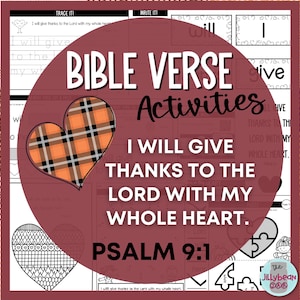 Psalm 9:1 Bible Memory Verse Activities for Kids-thanksgiving Gratitude ...
